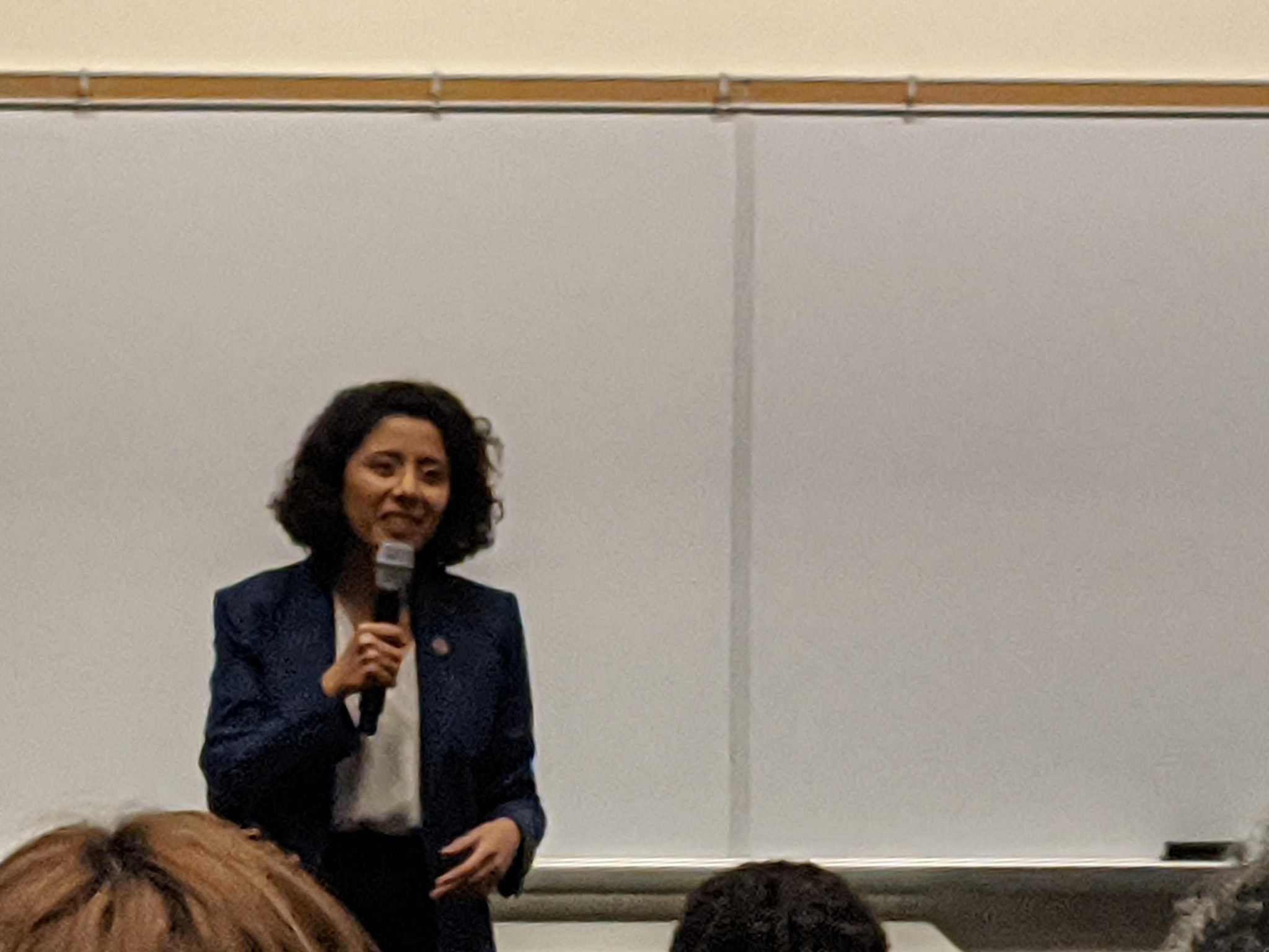 Harris County Judge Lina Hidalgo speaks to Lone Star College-North ...