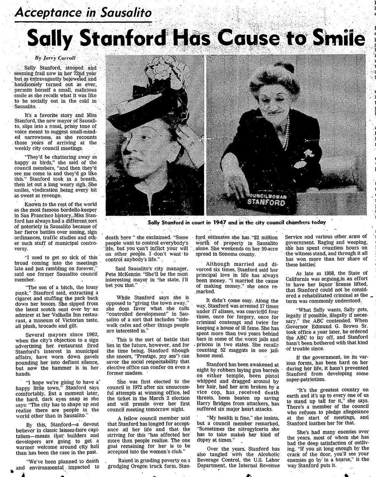 ‘We sinners never give up’: Sally Stanford’s journey from madam to mayor