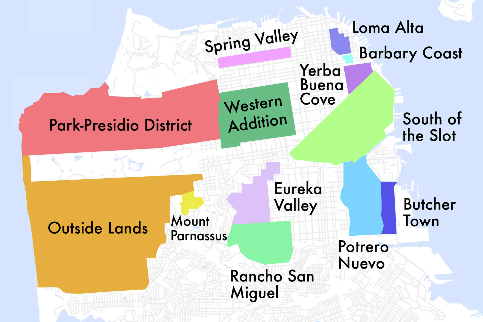 The changing neighborhood names of San Francisco