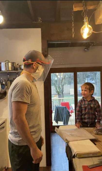 Doctor designs face mask, with plastic shield for extra protection