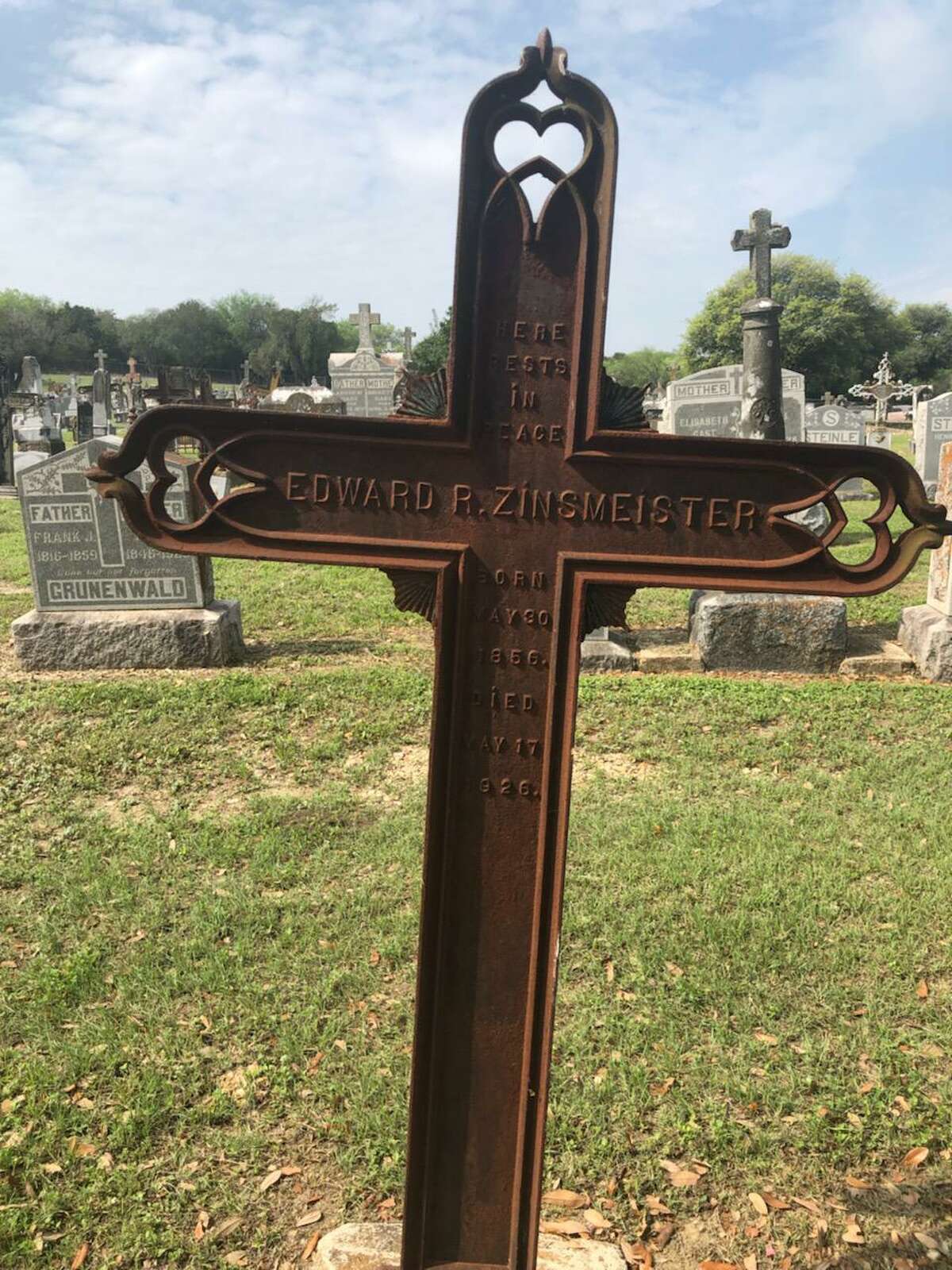 Iron crosses made at Alamo Iron Works marking graves at Castroville ...