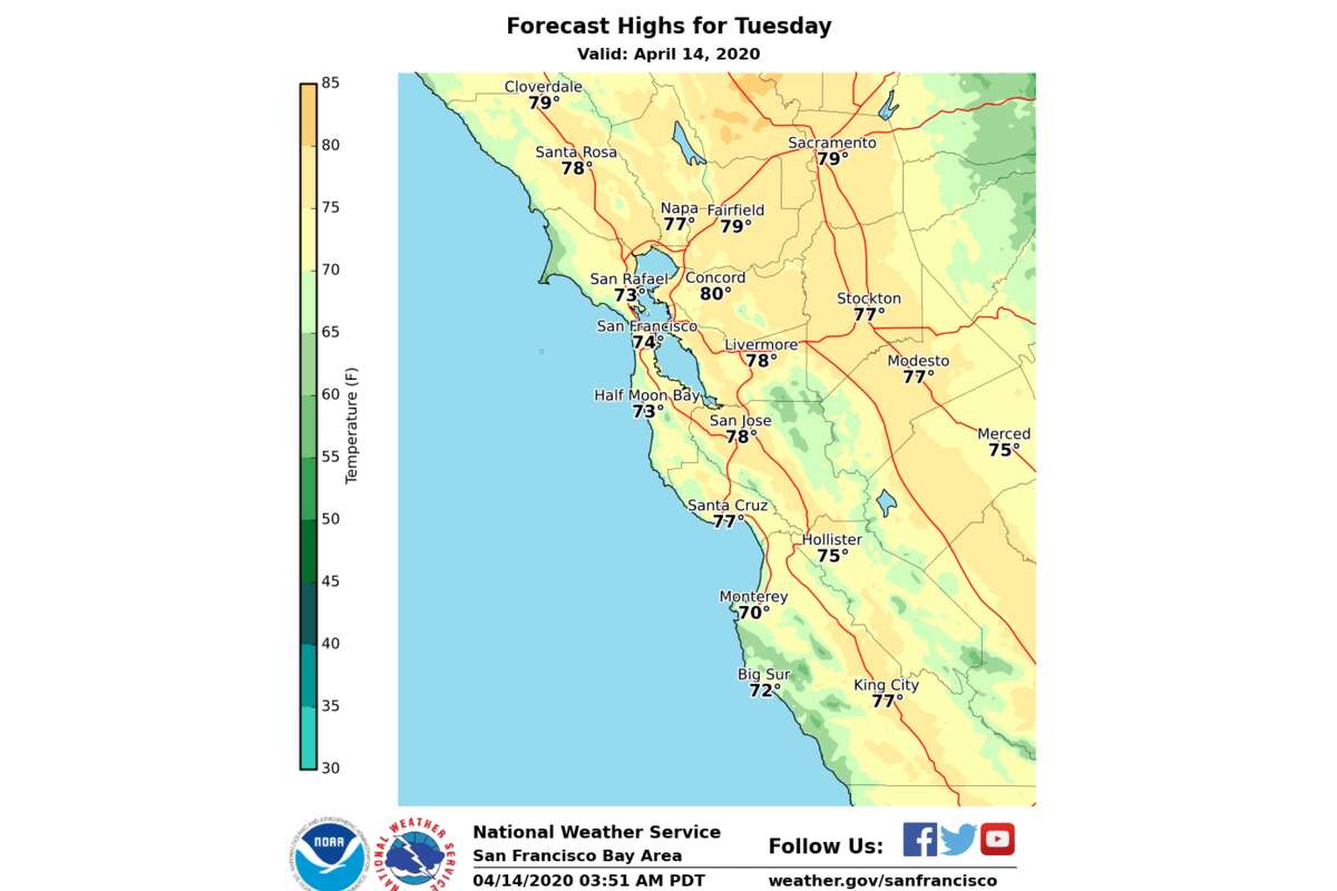 Here's where Bay Area temperatures will soar into the 70s - maybe even ...
