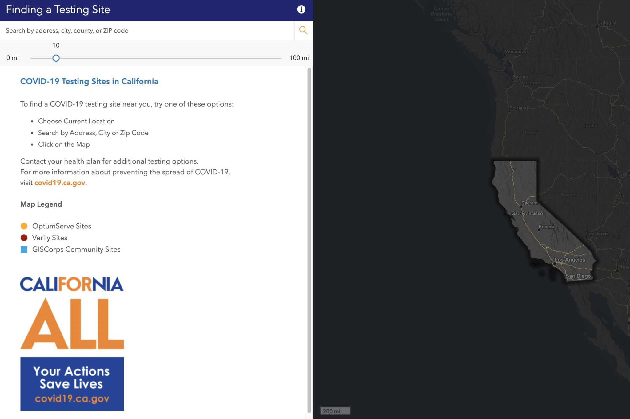 New state website lets Californians enter ZIP code, find a coronavirus ...