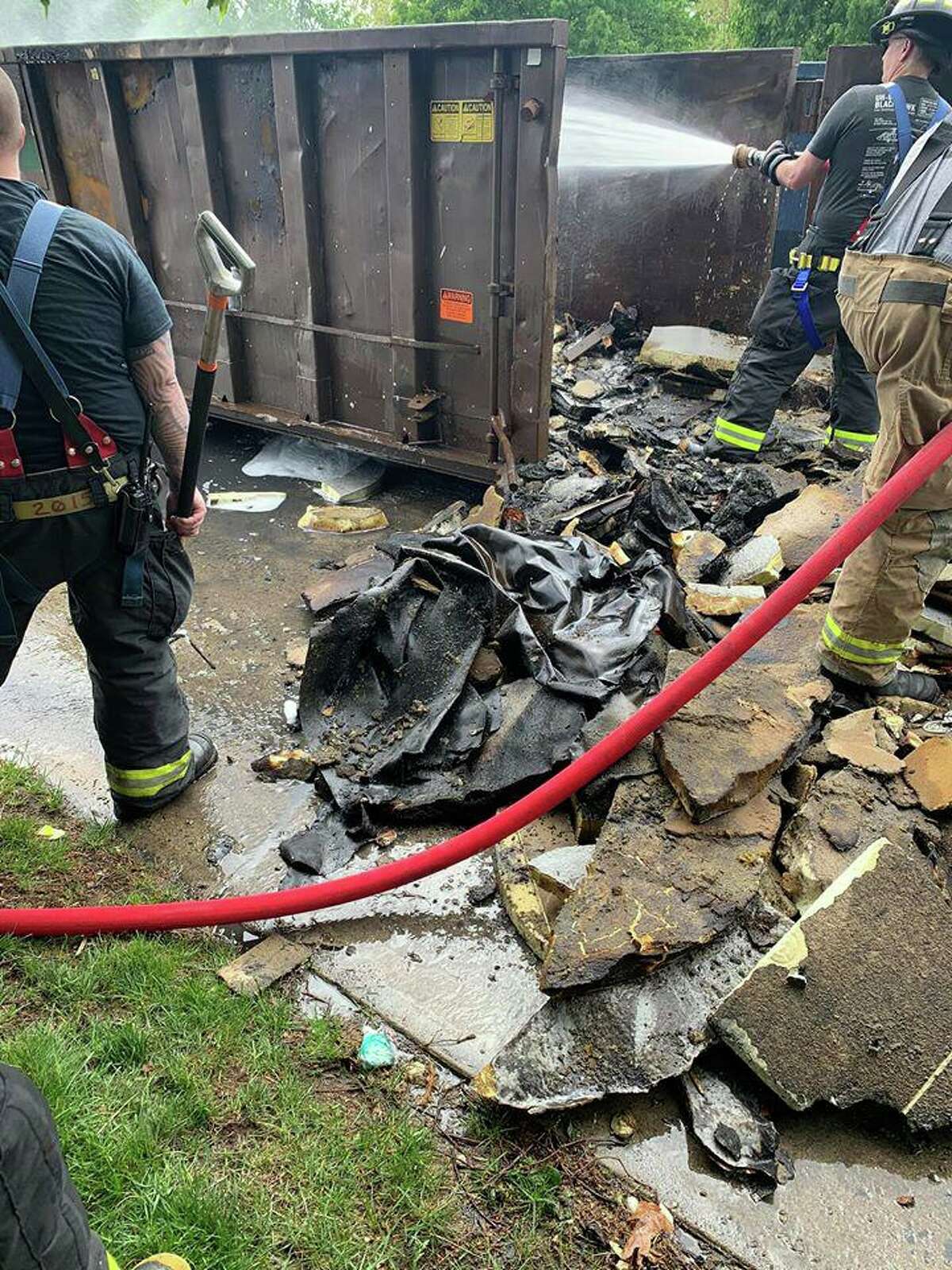 Trumbull firefighters keep dumpster fire from spreading to building