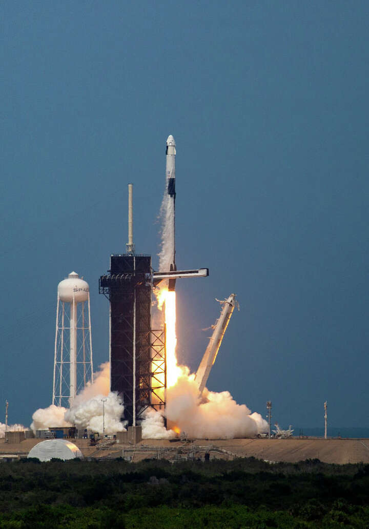 Photos from the historic crewed launch of the SpaceX rocket ship