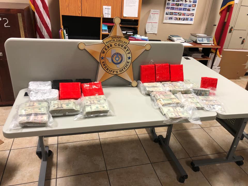 Twenty-two bundles of cash seized by Webb County Sheriff’s Office