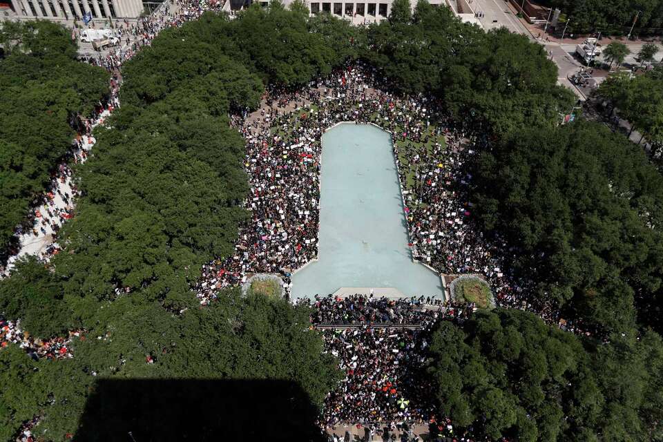 Aerial photos show scale of George Floyd rally turnout in Houston