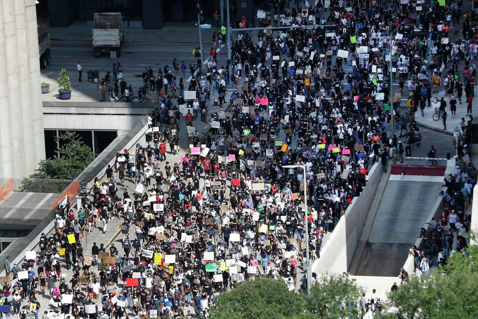 Aerial photos show scale of George Floyd rally turnout in Houston