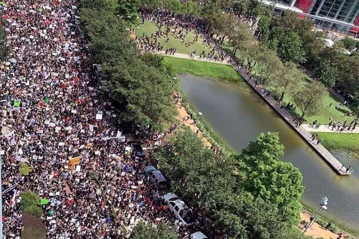 Aerial photos show scale of George Floyd rally turnout in Houston
