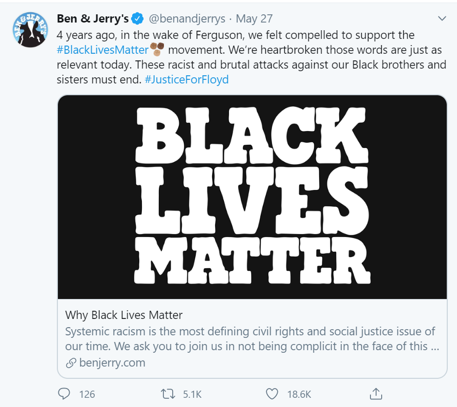 Ben & Jerry's releases powerful statement in wake of George Floyd's death