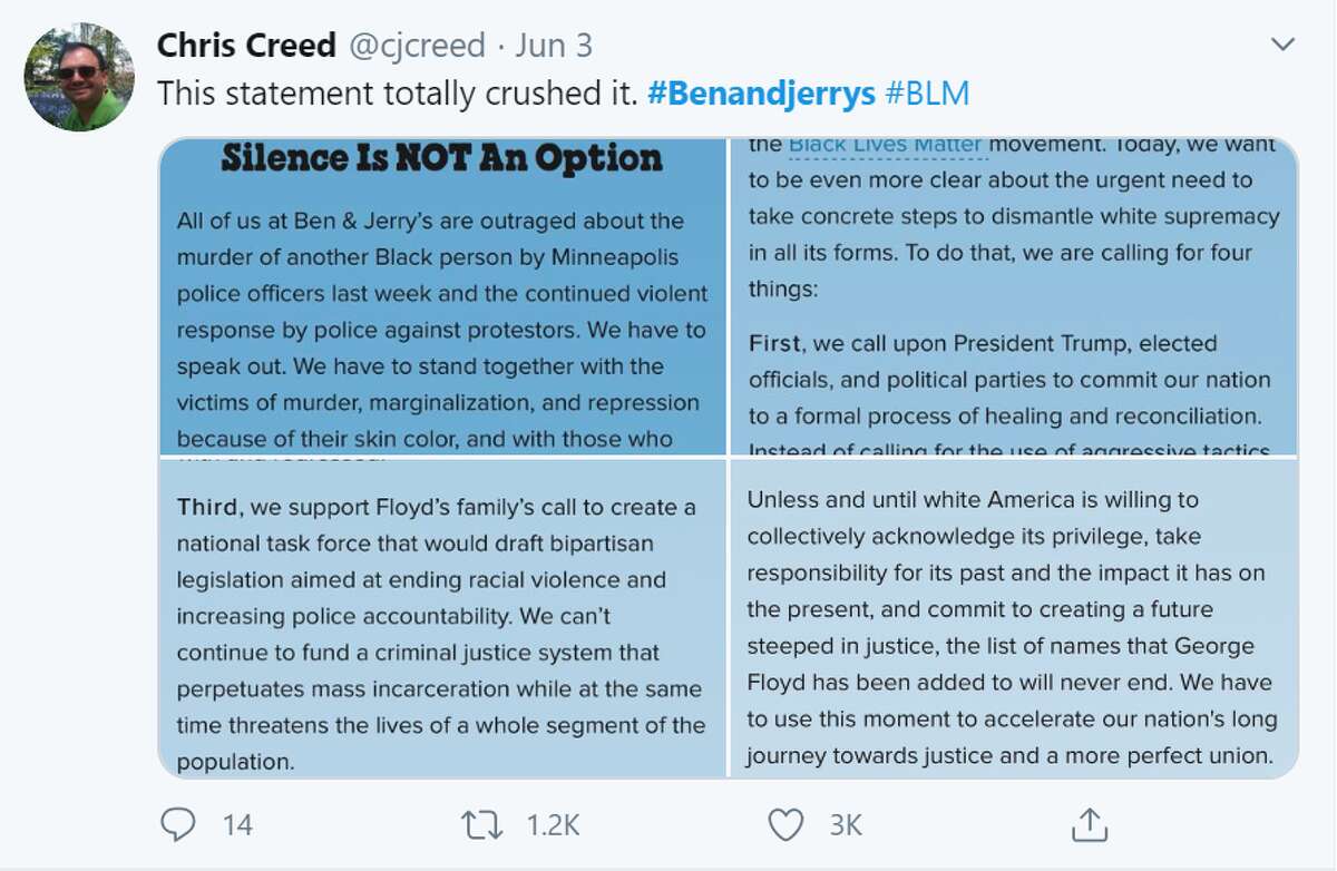 Ben & Jerry's releases powerful statement in wake of George Floyd's death