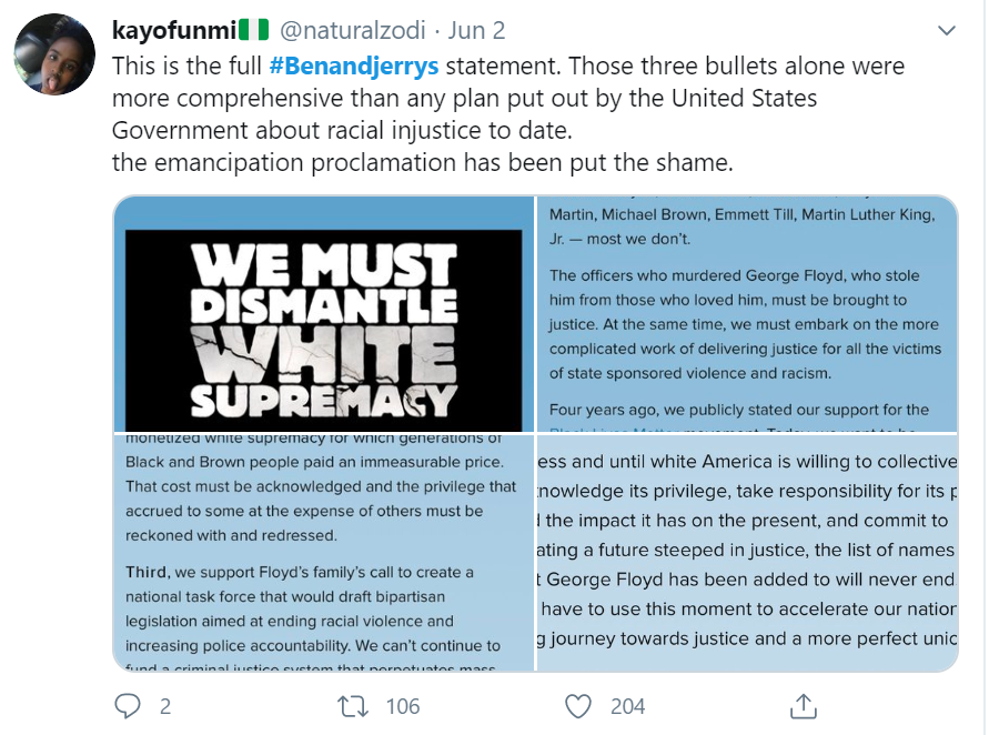 Ben & Jerry's releases powerful statement in wake of George Floyd's death