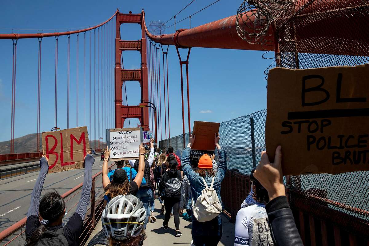 George Floyd protest briefly shuts down Golden Gate Bridge in San Francisco
