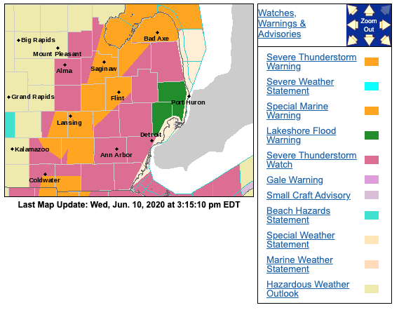 Severe thunderstorm warning for Huron County