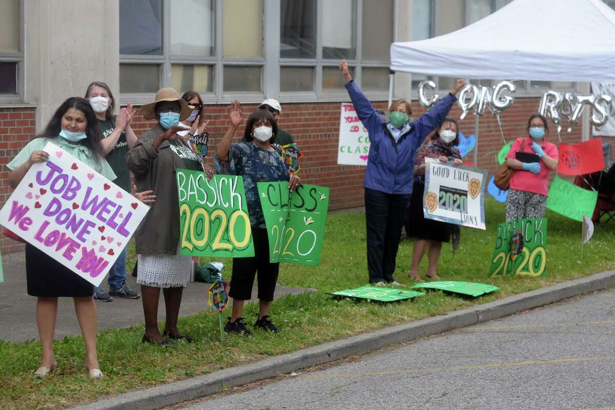 Bassick seniors get a hero’s send-off at drive-up graduation in Bridgeport