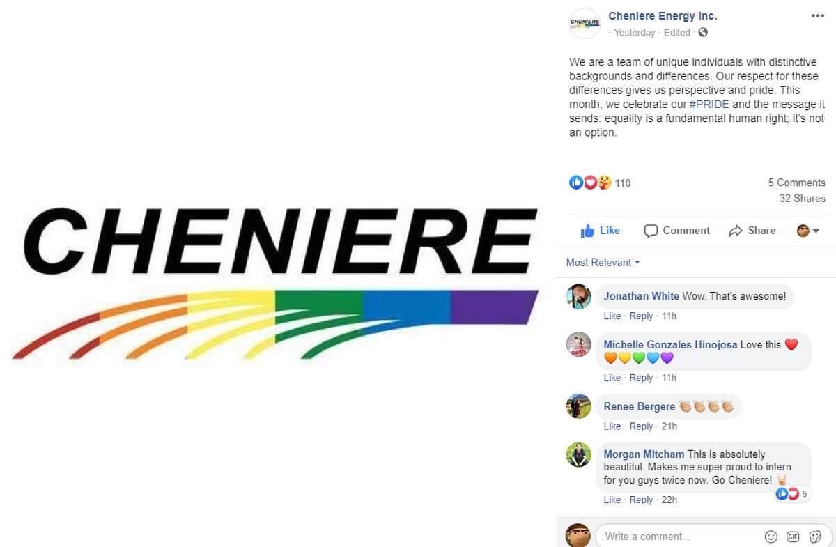 Cheniere Energy breaks industry barrier with gay pride month logo