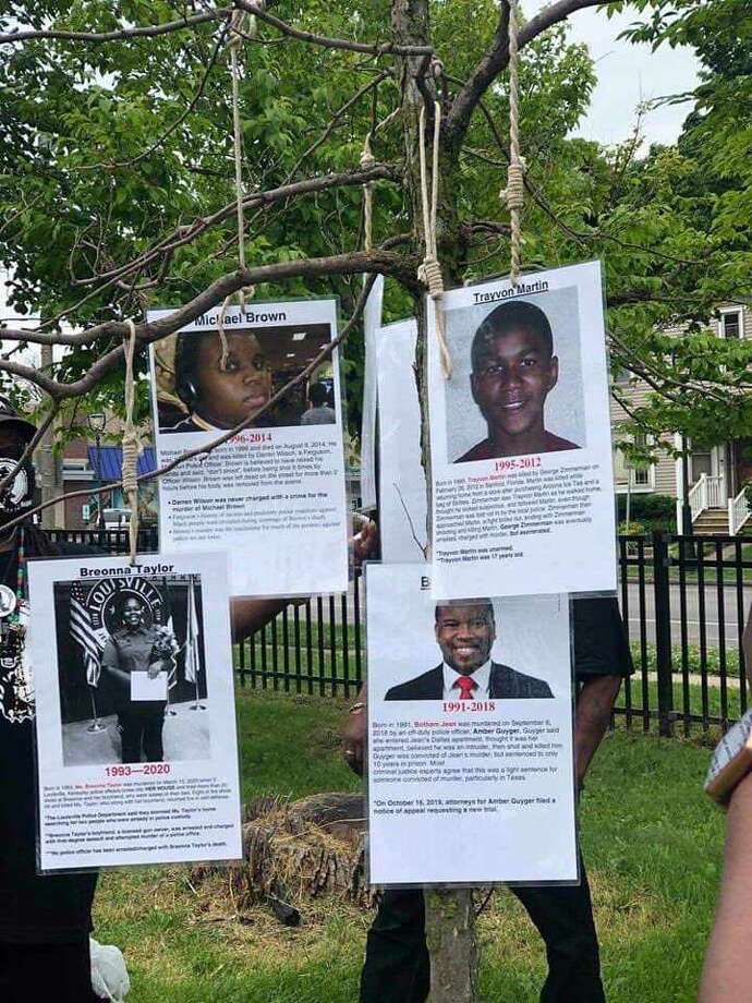 Someone hung the photos of 6 Black victims of violence by nooses from a ...
