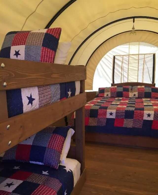 Get off the grid to the most unique covered wagon campground in Texas