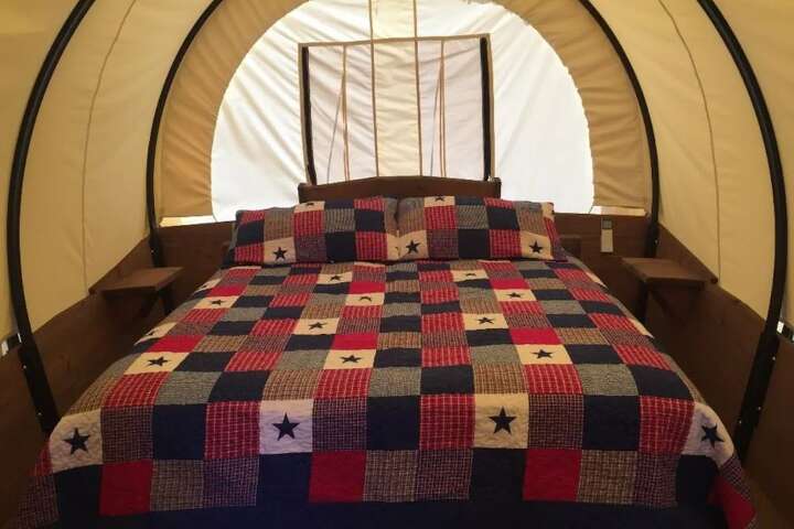 Get off the grid to the most unique covered wagon campground in Texas