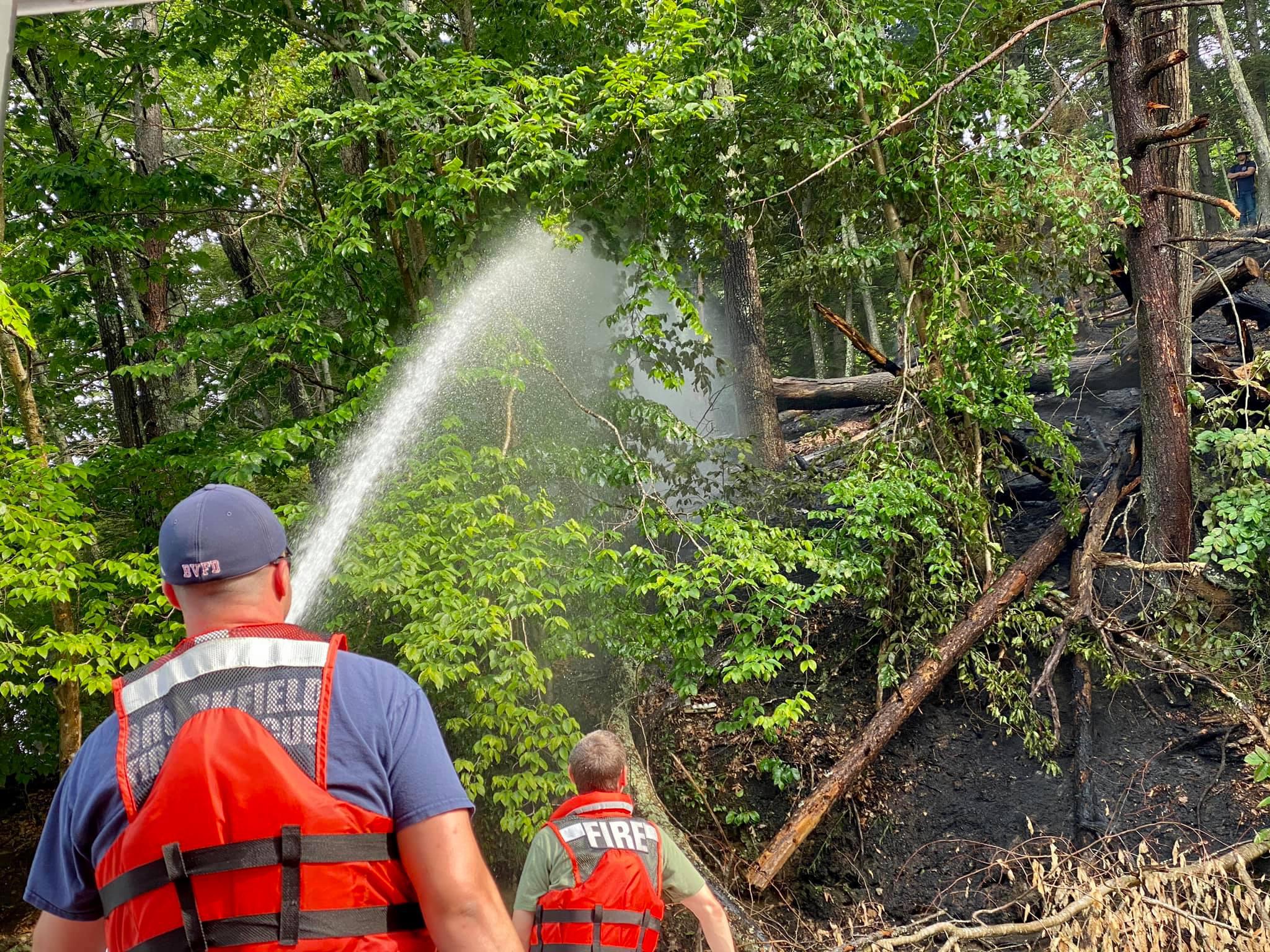 Firefighters battle Southbury brush fire