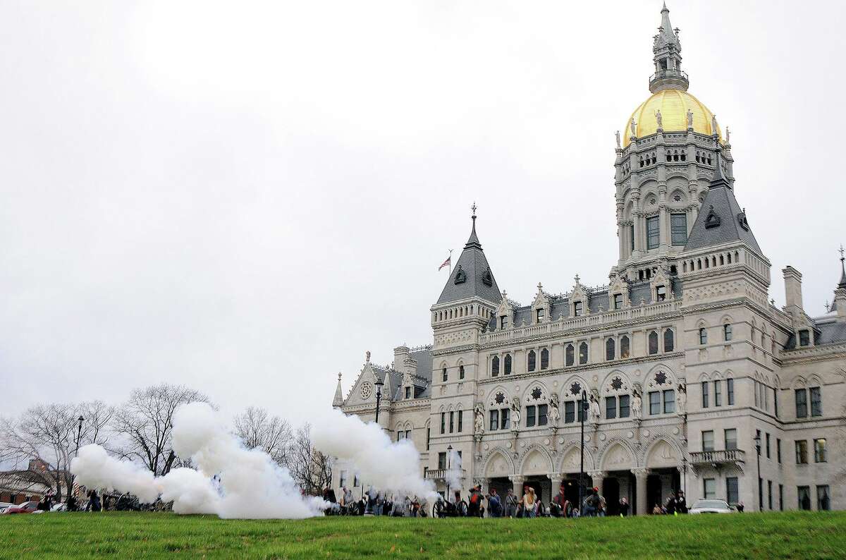 CT State Capitol surrounded by heroes or not?