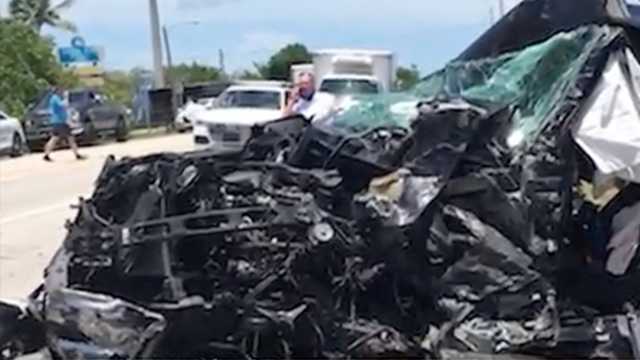 Crash left firefighter and family injured due to iguana crossing road