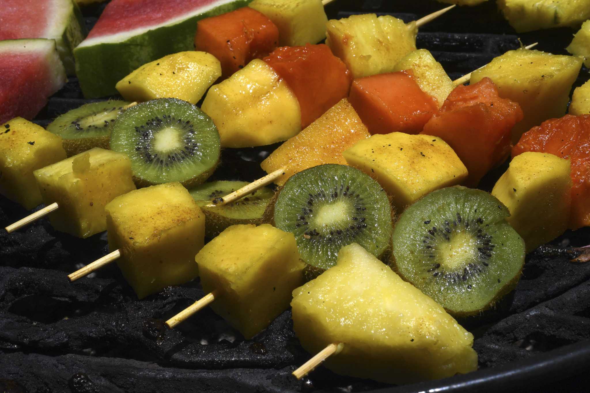 Recipe: Grilled Fruit Skewers with Chile Lime Vinaigrette