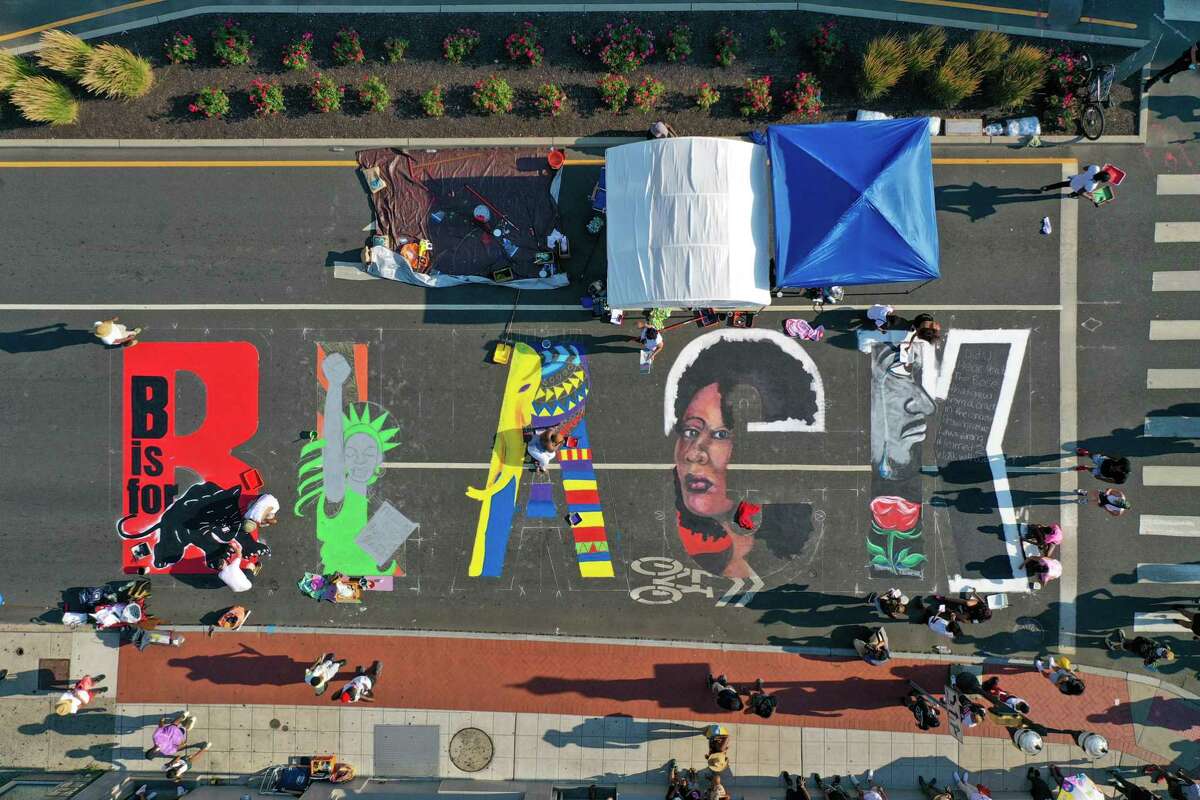 BLM mural painted in downtown Stamford