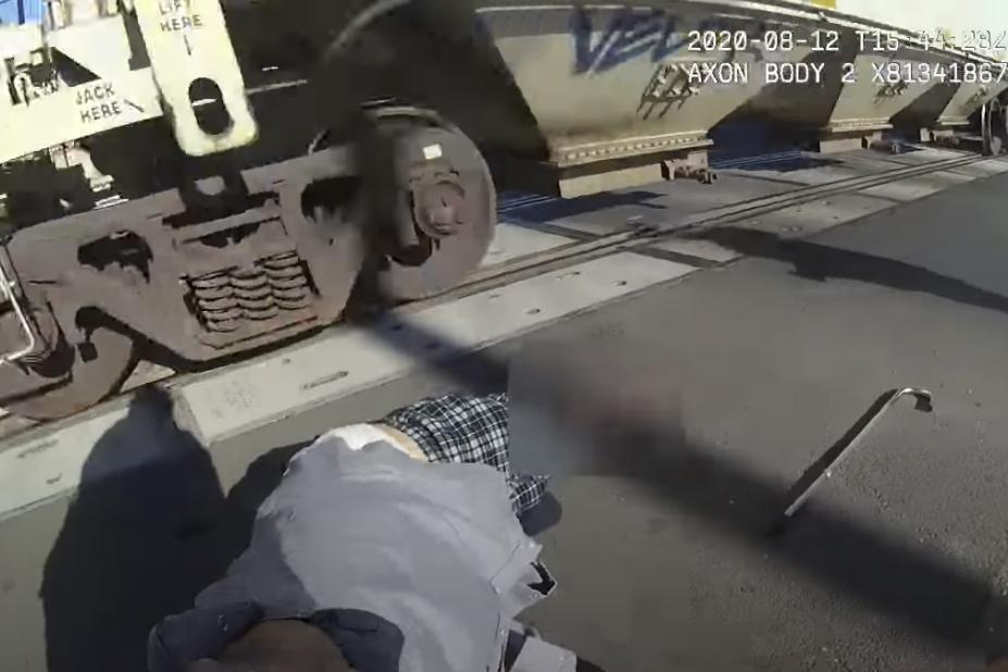 Body cam footage shows harrowing Lodi train track rescue