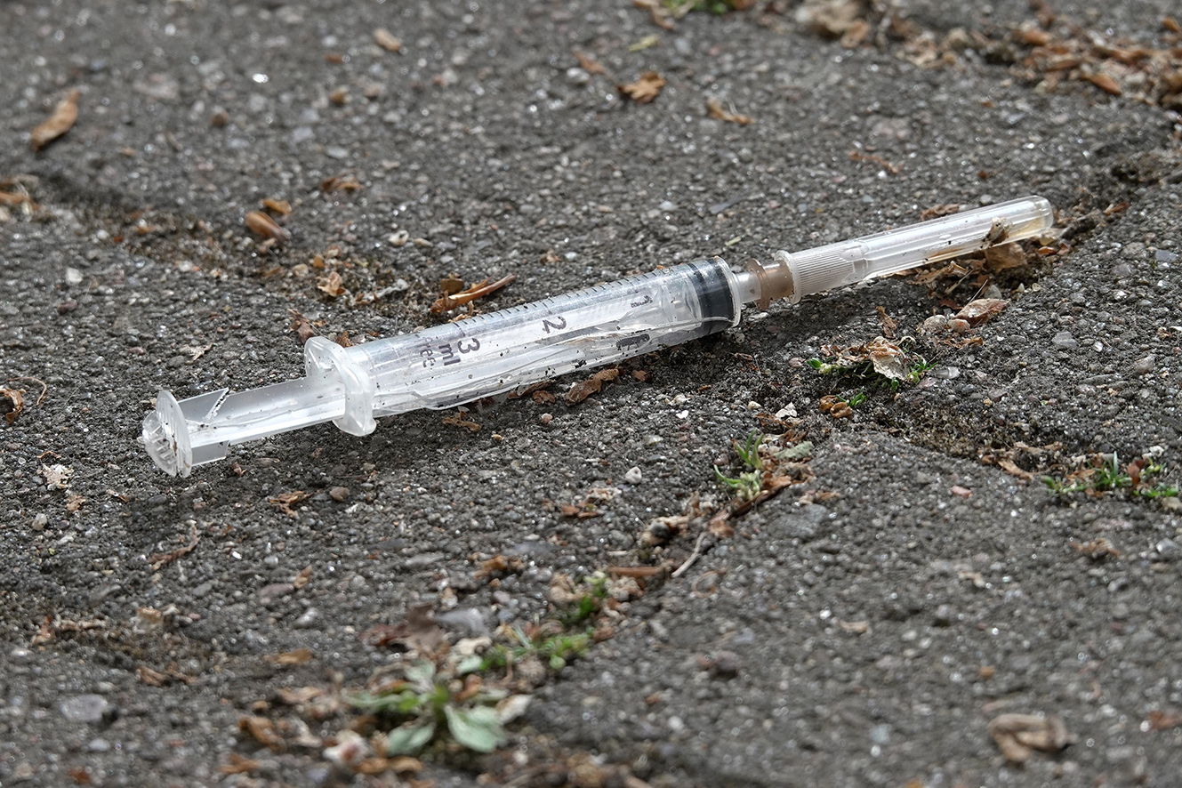 Used drug needles littering public settings