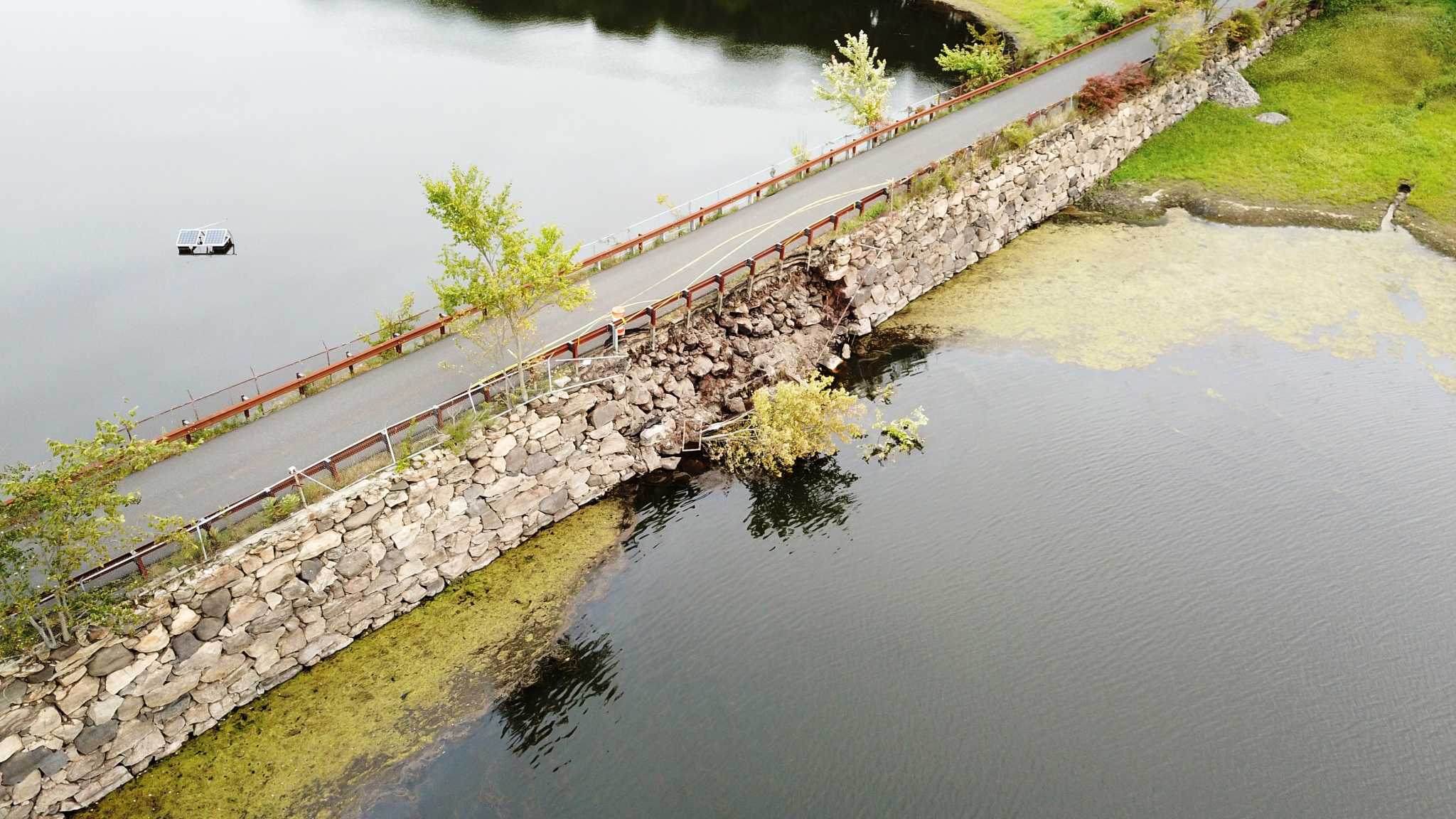 Partial collapse of embankment closes backcountry Greenwich road