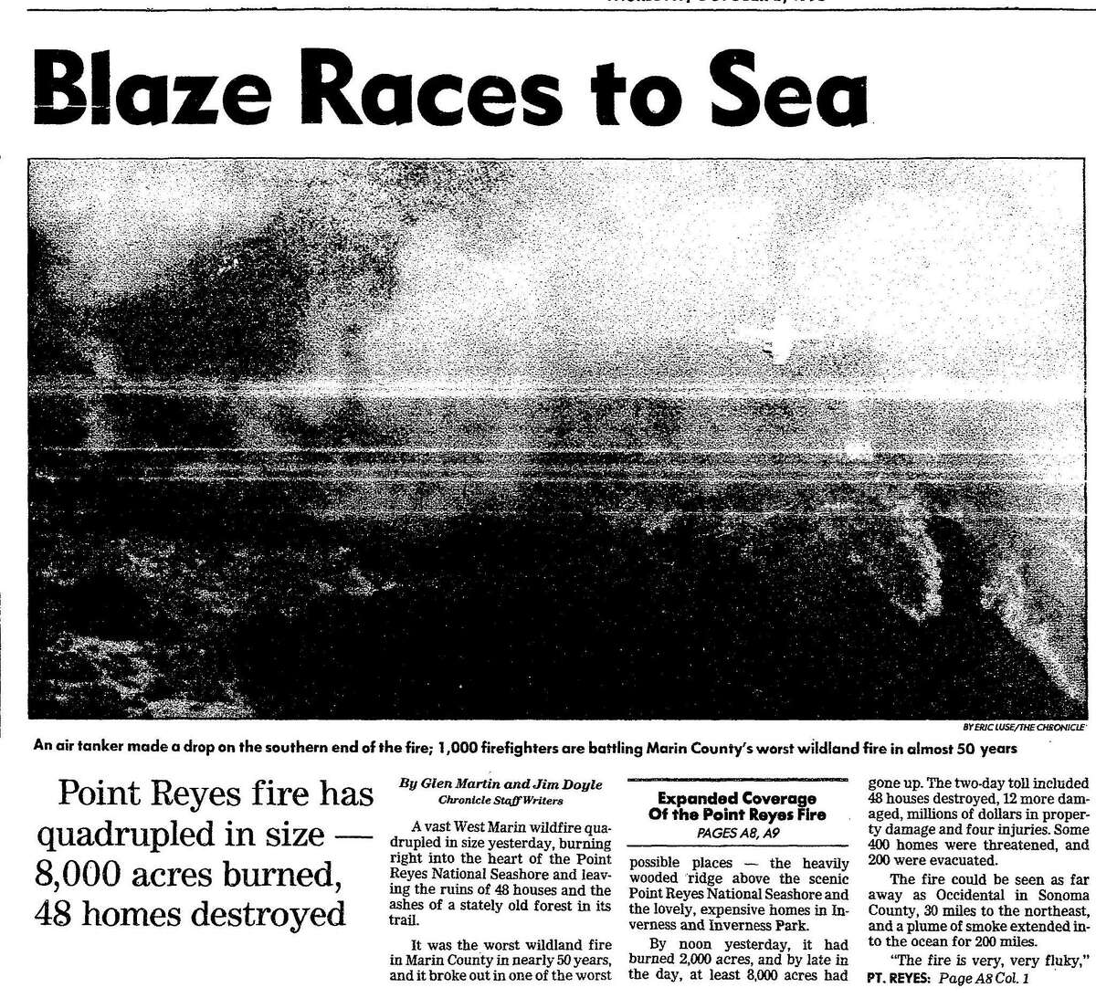 ‘Blaze races to sea’: The Mount Vision fire threatens Point Reyes 25 ...