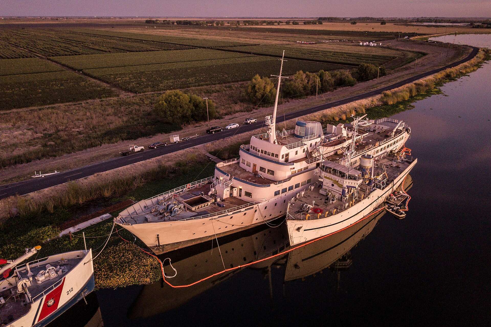 He lives in a 65-year-old cruise ship idling in the California Delta ...