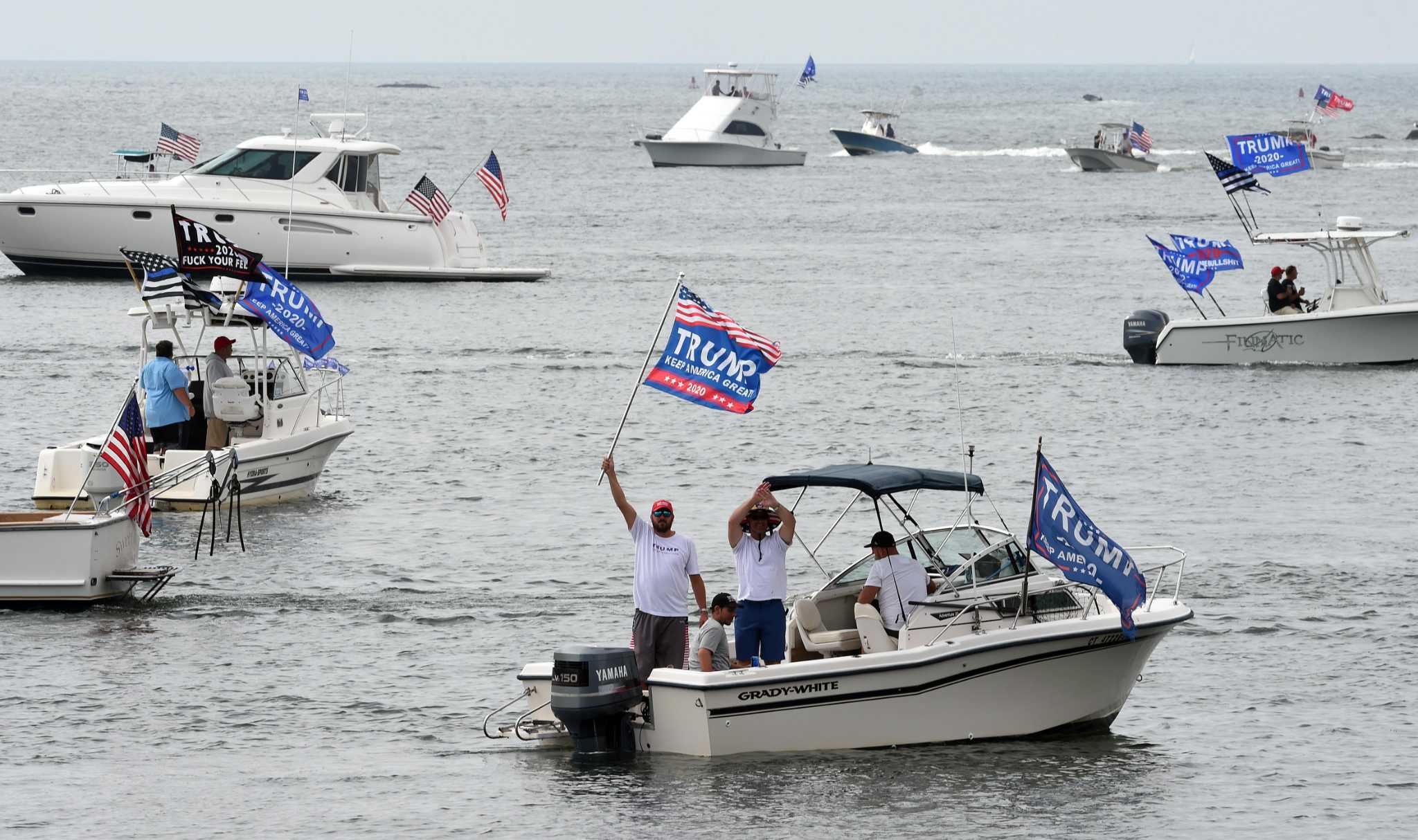 Boaters for Trump parade draws hundreds to Branford, with a handful of ...