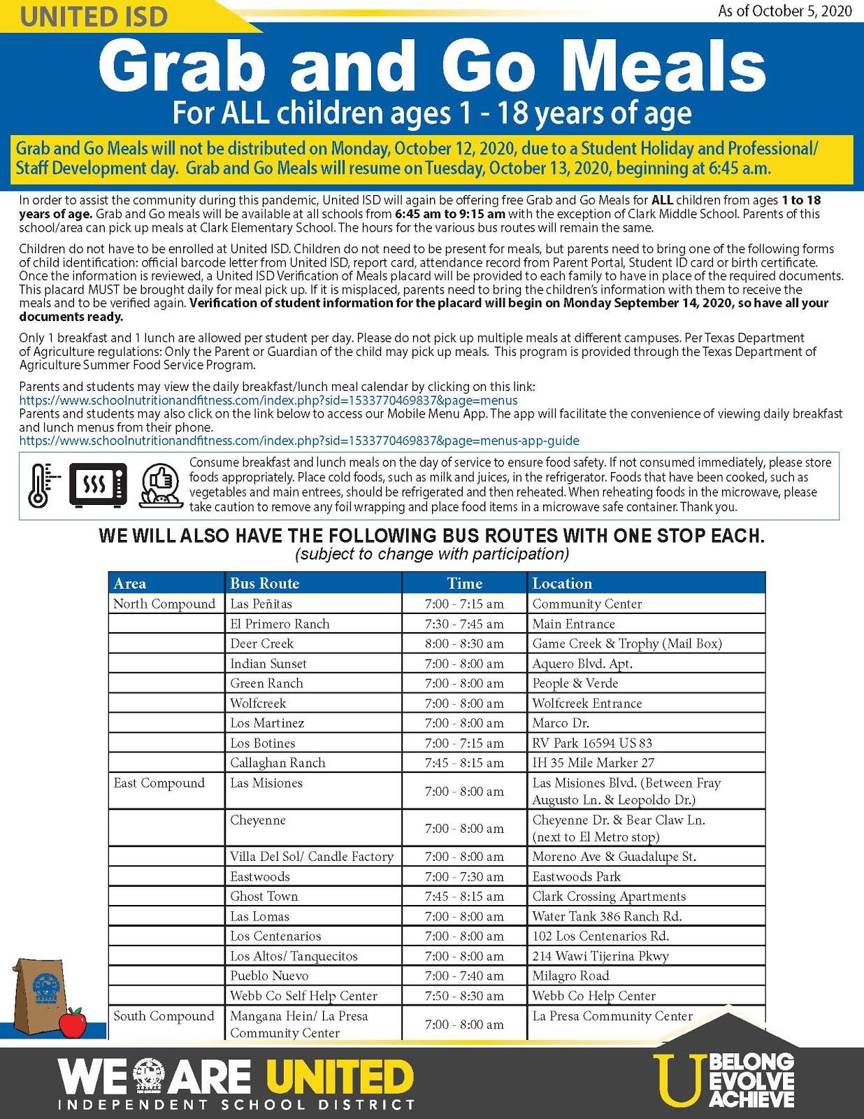 UISD Grab and Go meal distribution down on Monday