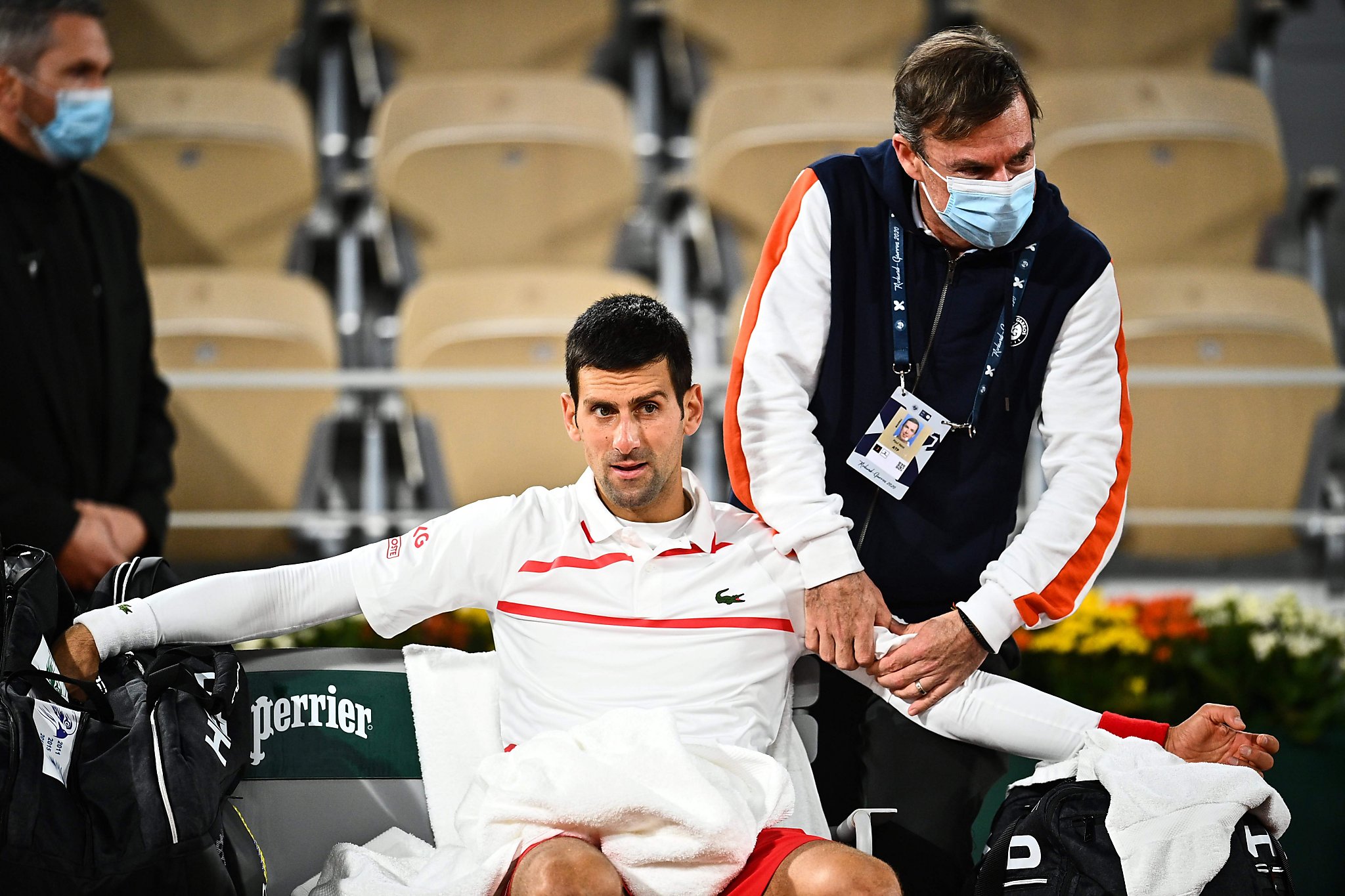 Novak Djokovic’s body acts up at French Open; faces Tsitsipas next