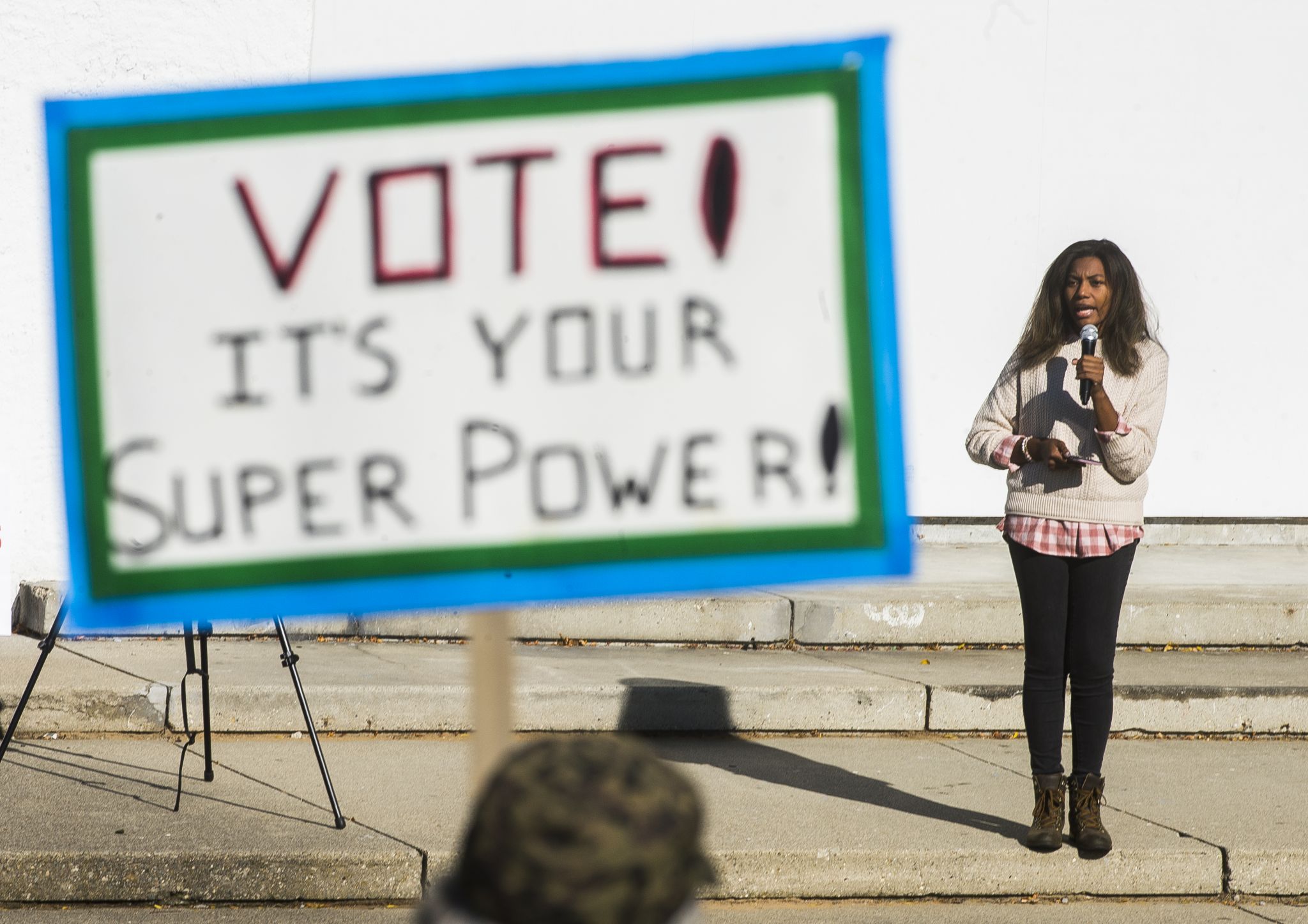 Rally for Democracy hosted by WOMAN at Central Park in Midland