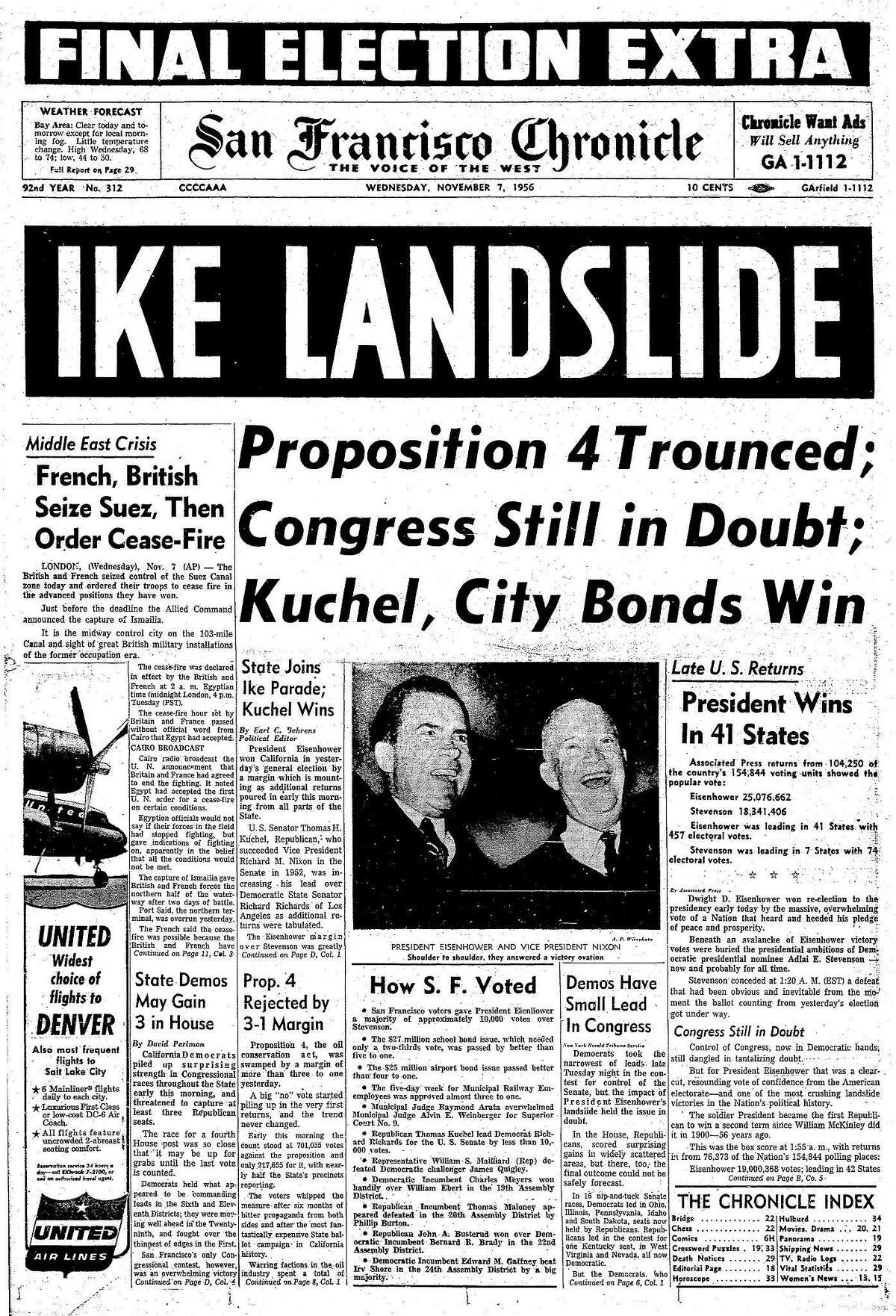 A century of Chronicle presidential election front pages