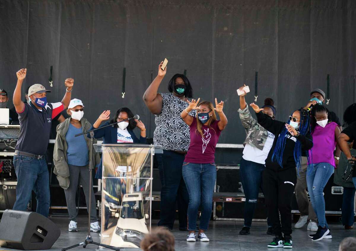 ‘Honk for 270!’ Houstonians celebrate Biden/Harris win at separate rallies