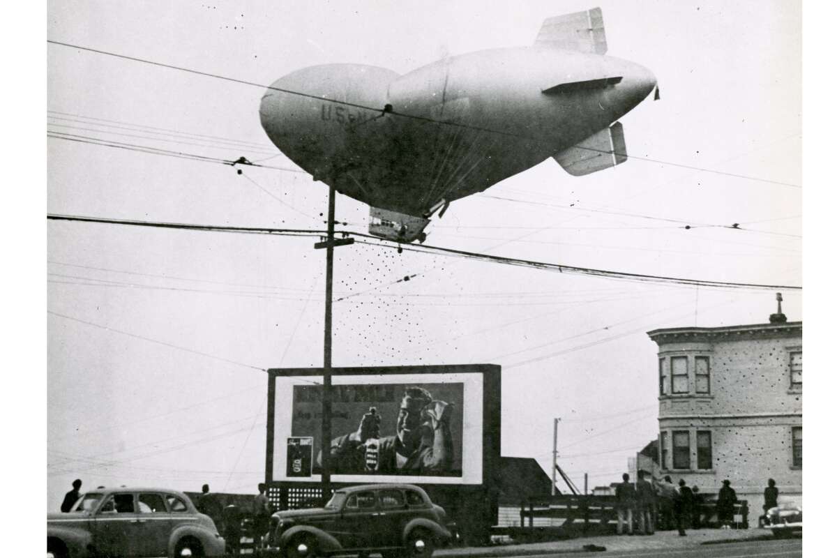 In 1942, a war blimp fell out of the sky onto Daly City. Its crew was ...