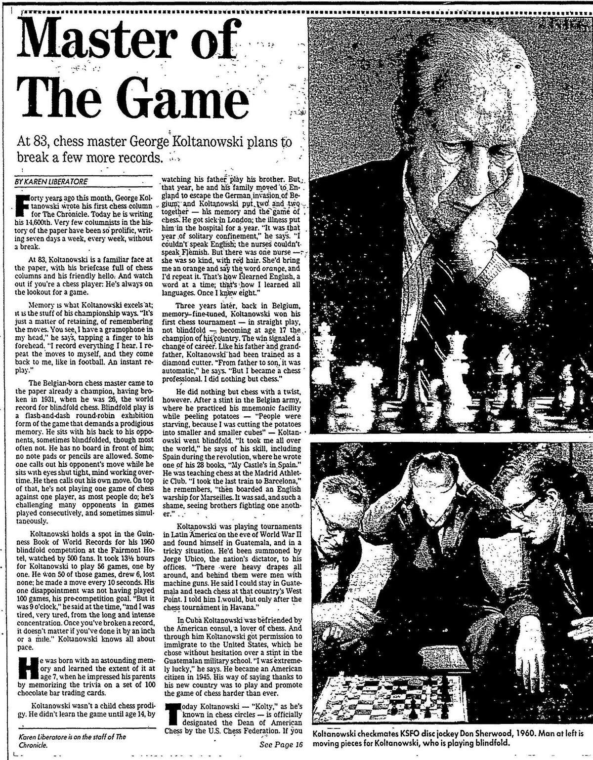 Chess legend George Koltanowski: An archive deep dive of record ...