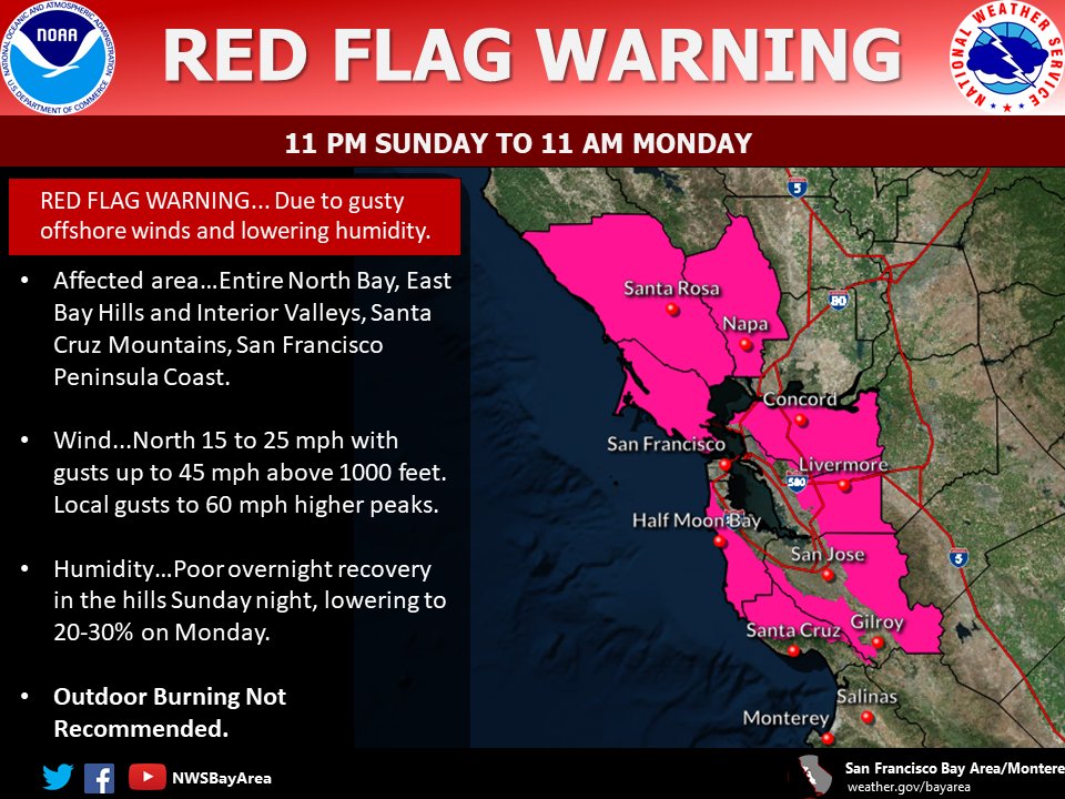 Weather Service's Red Flag Fire Danger Warning Through Monday Afternoon
