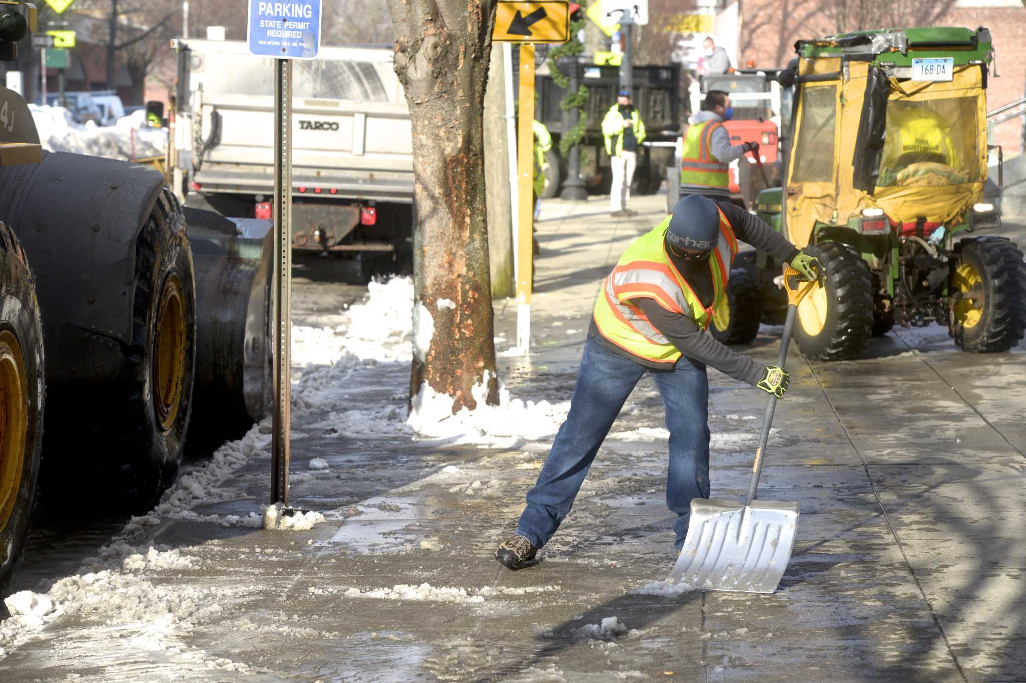‘It is a huge amount of snow’: Clean-up continues in downtown Danbury