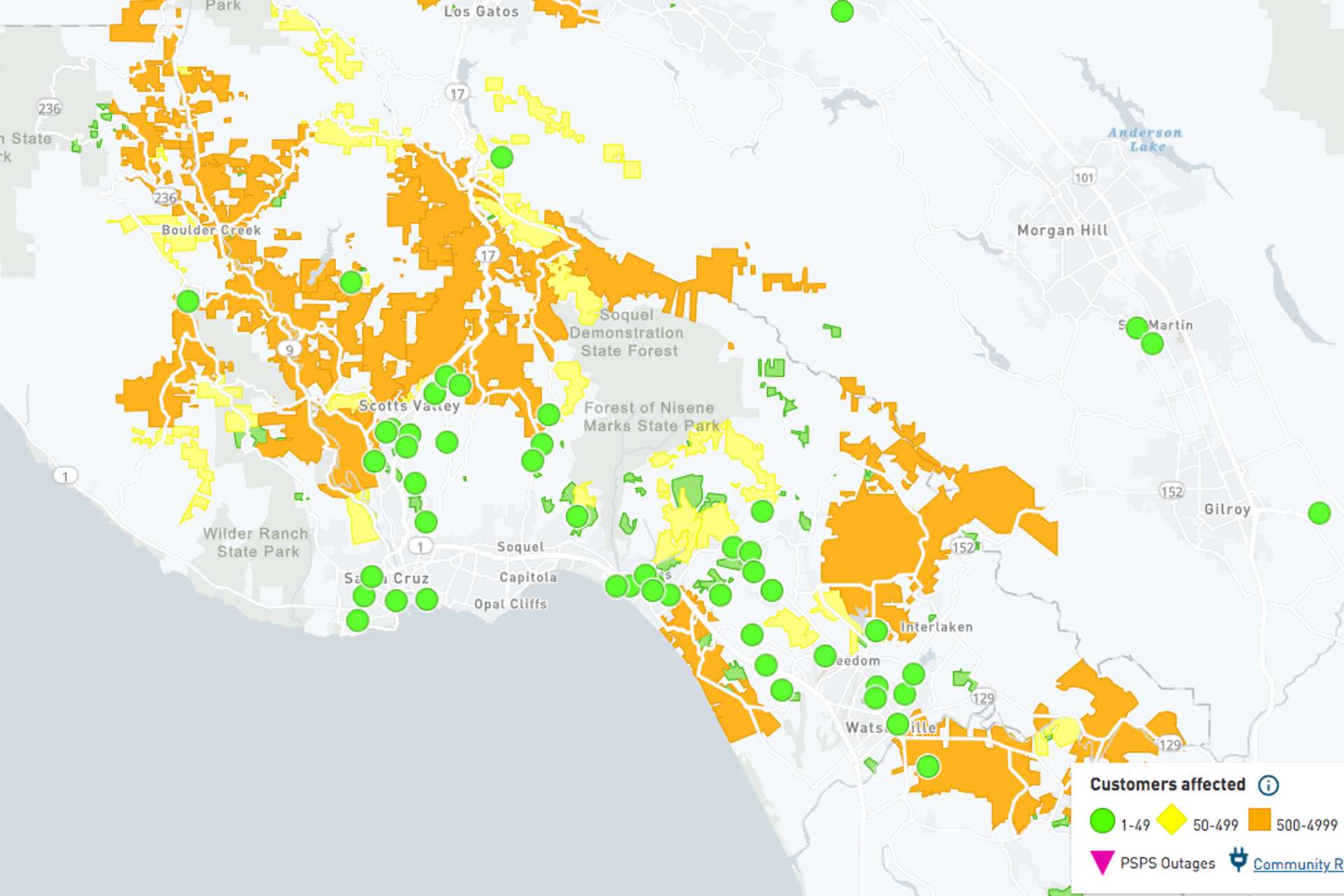 Outage maps: 53,000 without power across San Francisco Bay Area amid ...