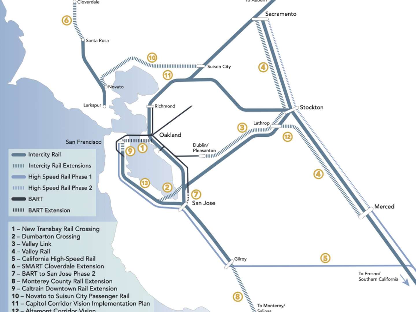Proposed Bay Area transit map includes second BART crossing between SF ...