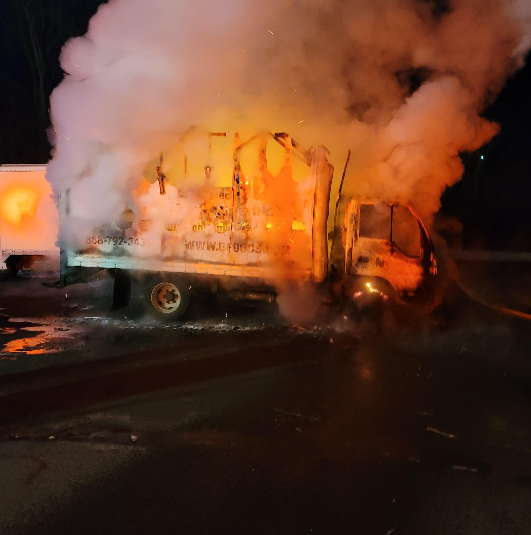 Danbury firefighters put out box truck fire