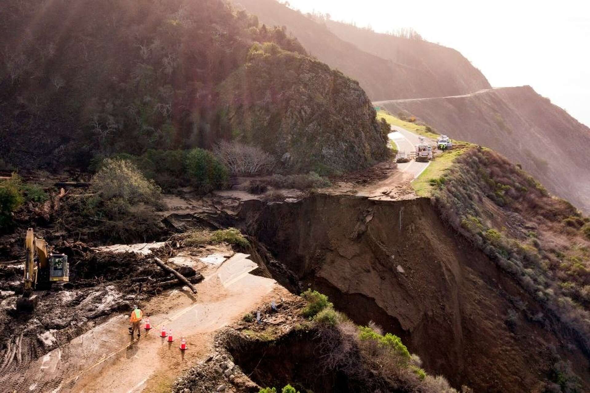 More photos show Highway 1 damage; reopening date unknown
