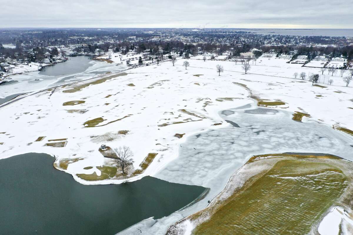 Drone photos show Fairfield from above after snow storm
