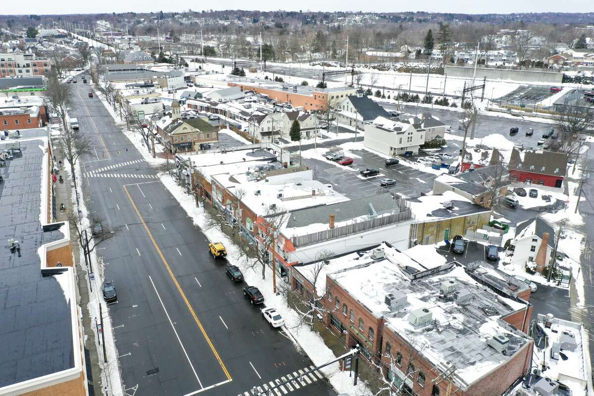 Drone photos show Fairfield from above after snow storm