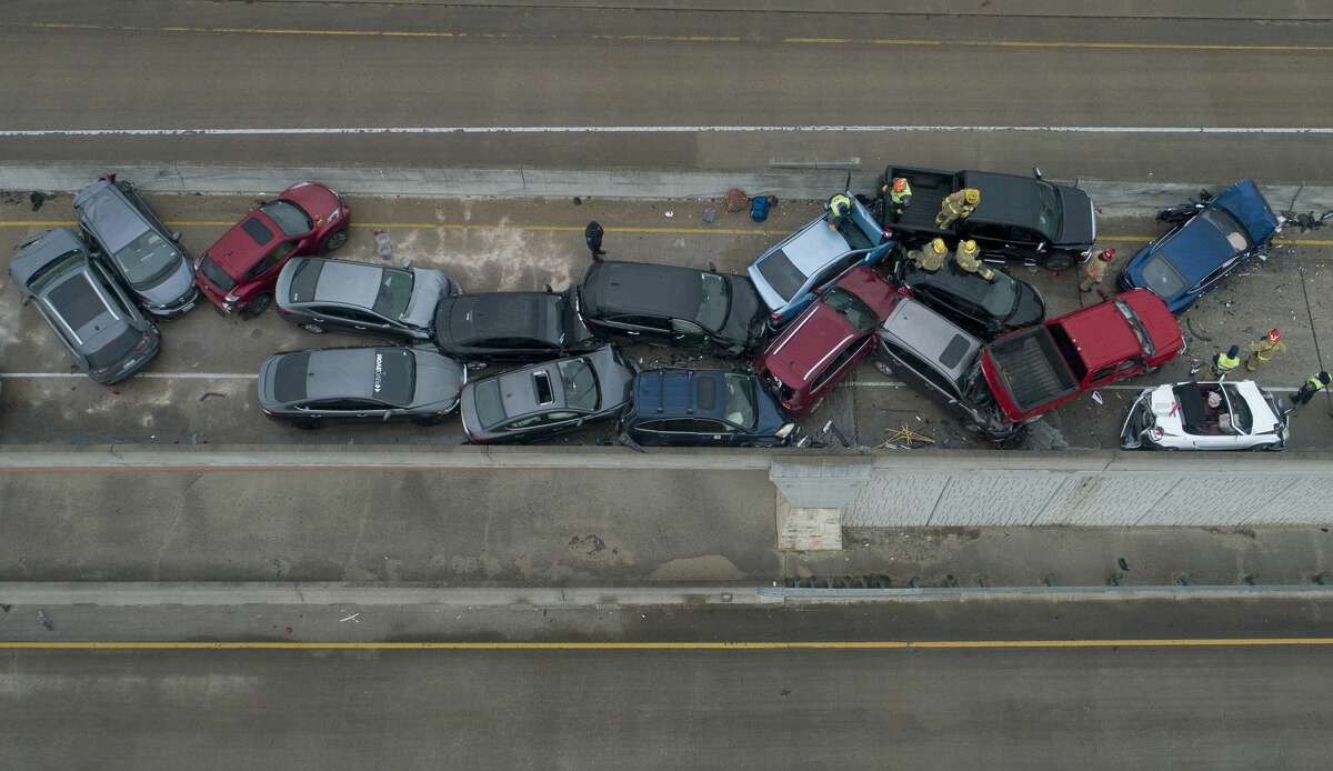 winter weather massive car pile-ups in austin dallas fort worth